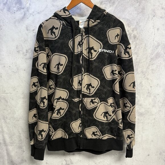And1 | Shirts | Vintage And Hoodie Sweatshirt Y2k Basketball Aop Zip ...